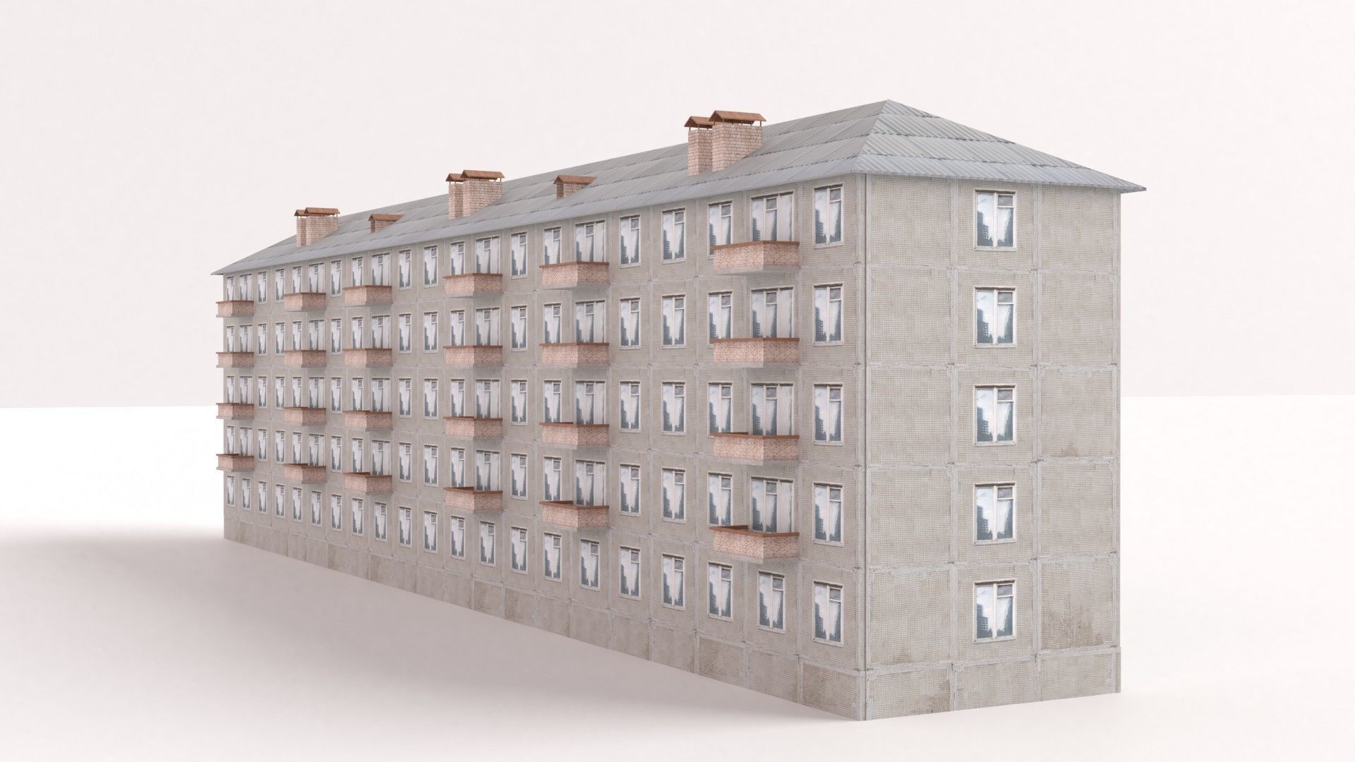 Panel five storey house 3D model | CGTrader