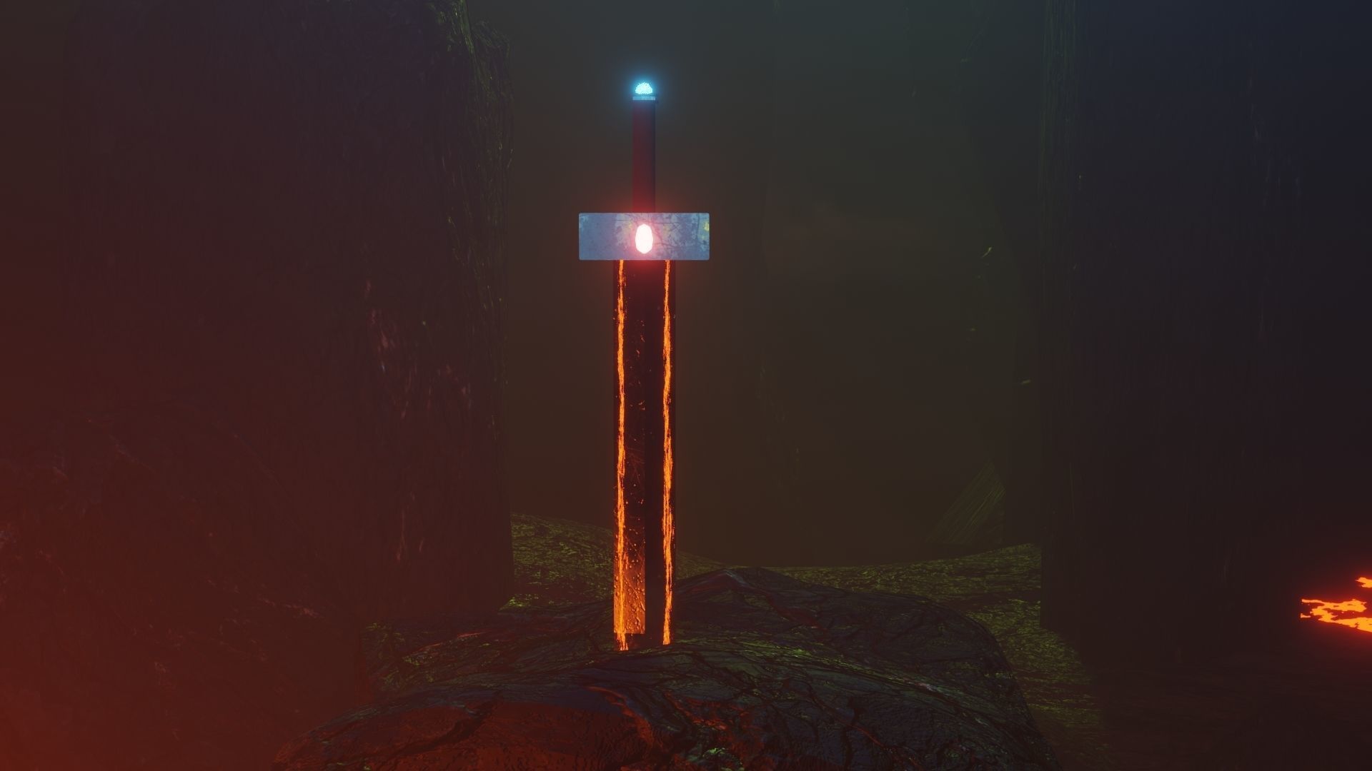 Medieval sword in ruins with lightning and animated 3D model animated ...