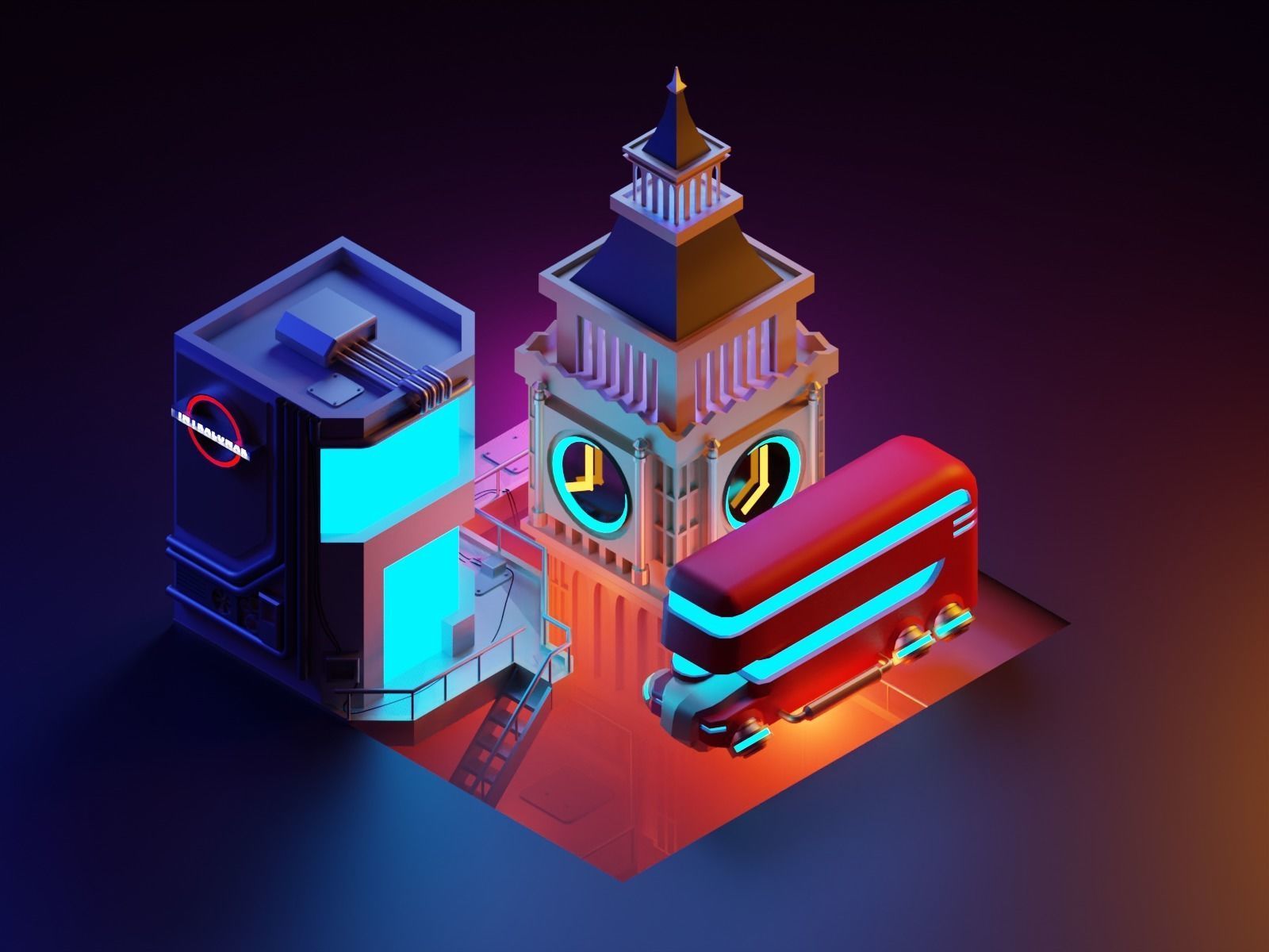 Isometric London Futuristic Landscape 3D model | CGTrader