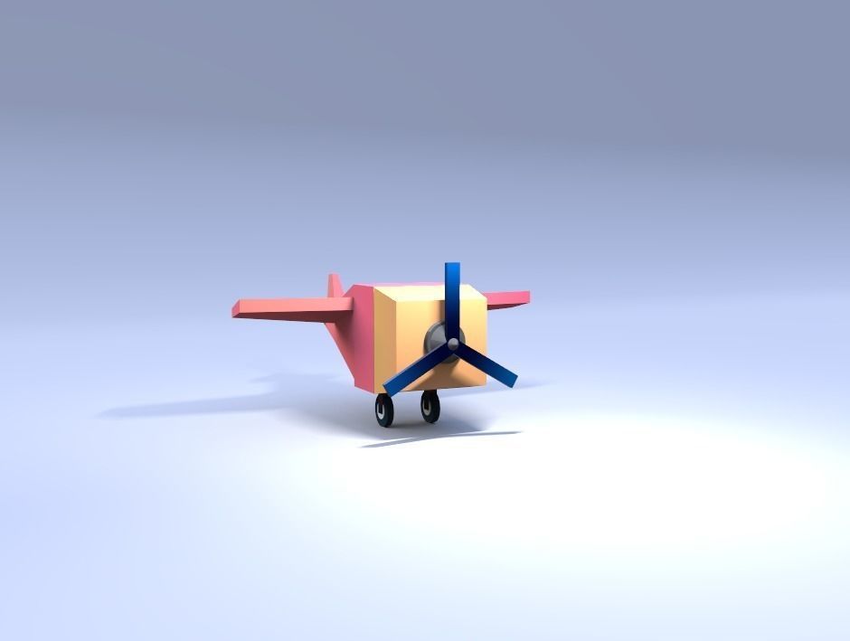 cartoon Aero plane Low Poly Light Aircraft Cessna Airplane 3D model ...