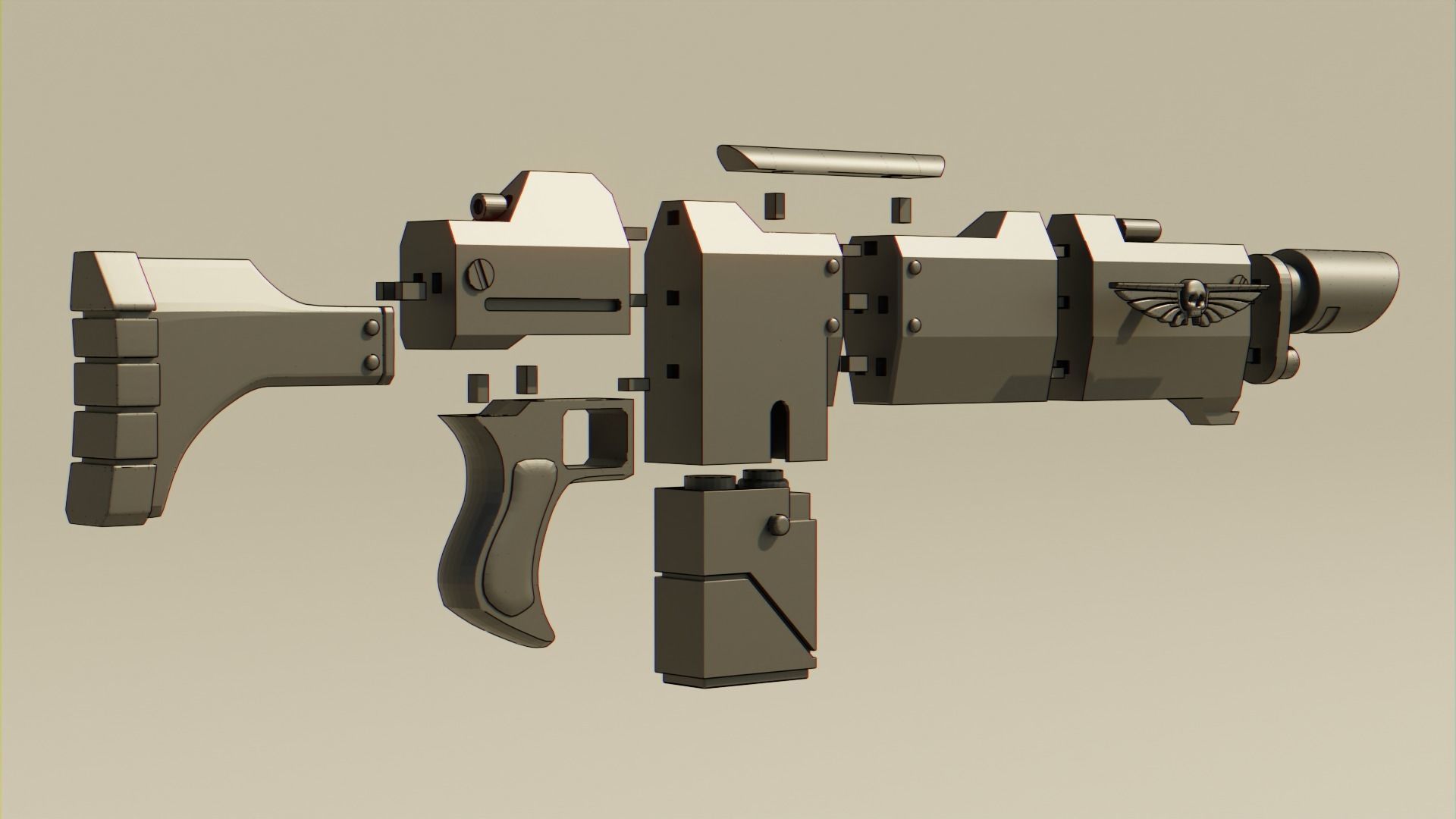 Warhammer 40K Kantrael Pattern Lasgun Gun 3D Printable free 3D model ...