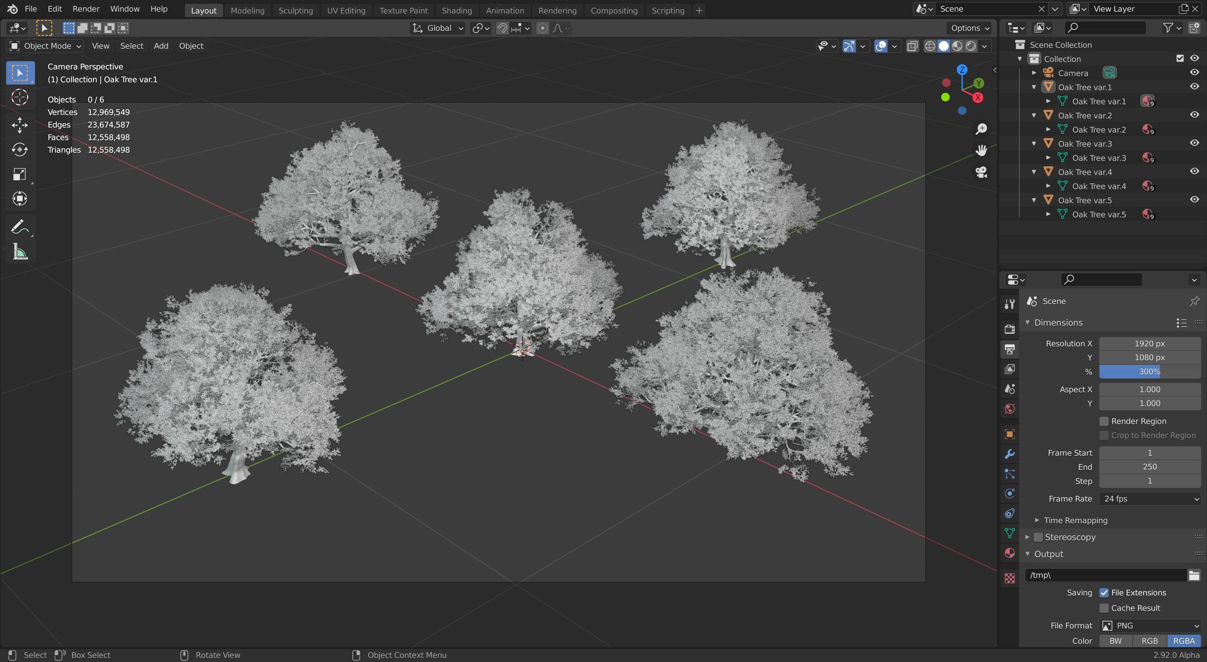 High Poly Oak Tree Set 3D model | CGTrader
