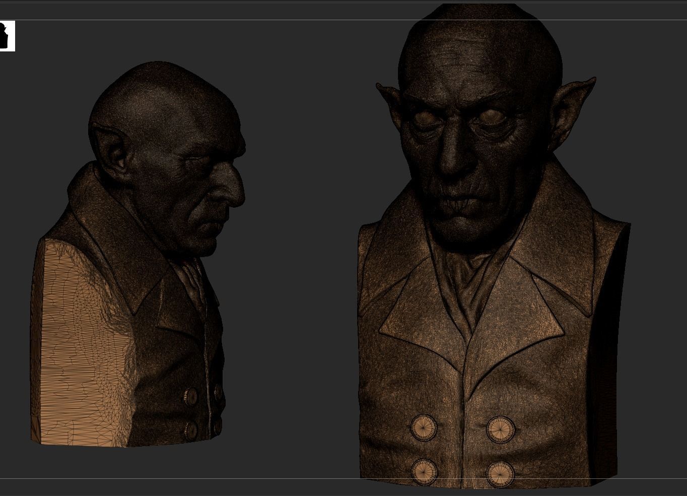 Nosferatu bust 3D model 3D printable | CGTrader