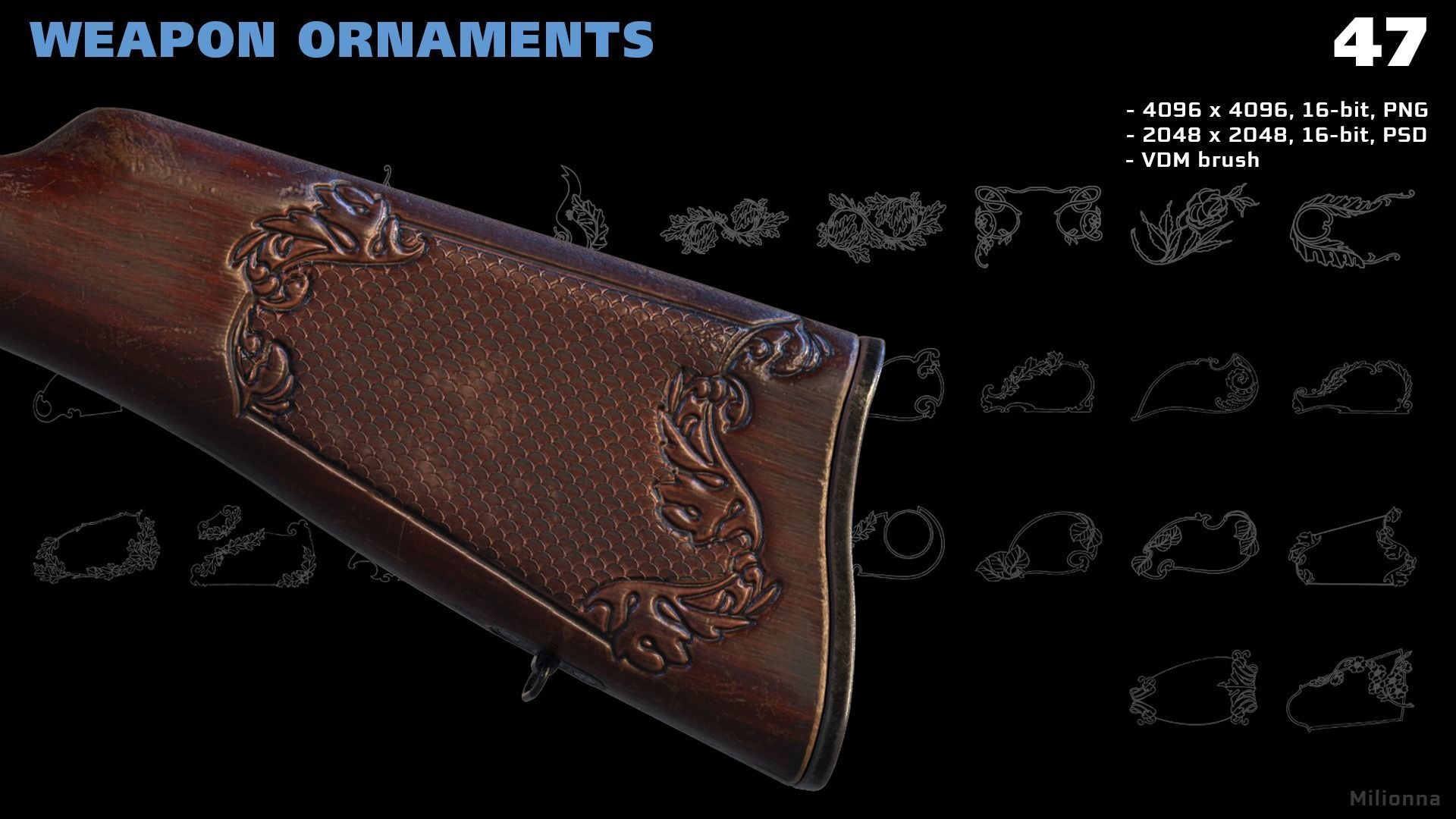 47 alphas for Weapons Substance Zbrush PNG Texture | CGTrader