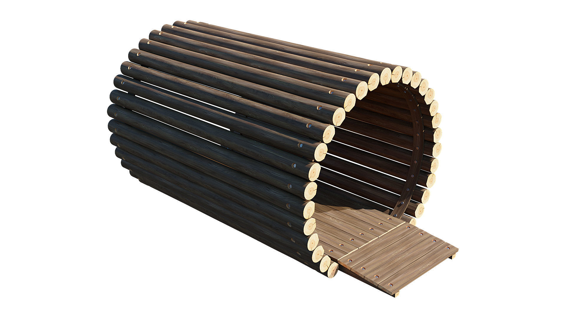 Playground Wooden Log Tunnel 3D model | CGTrader