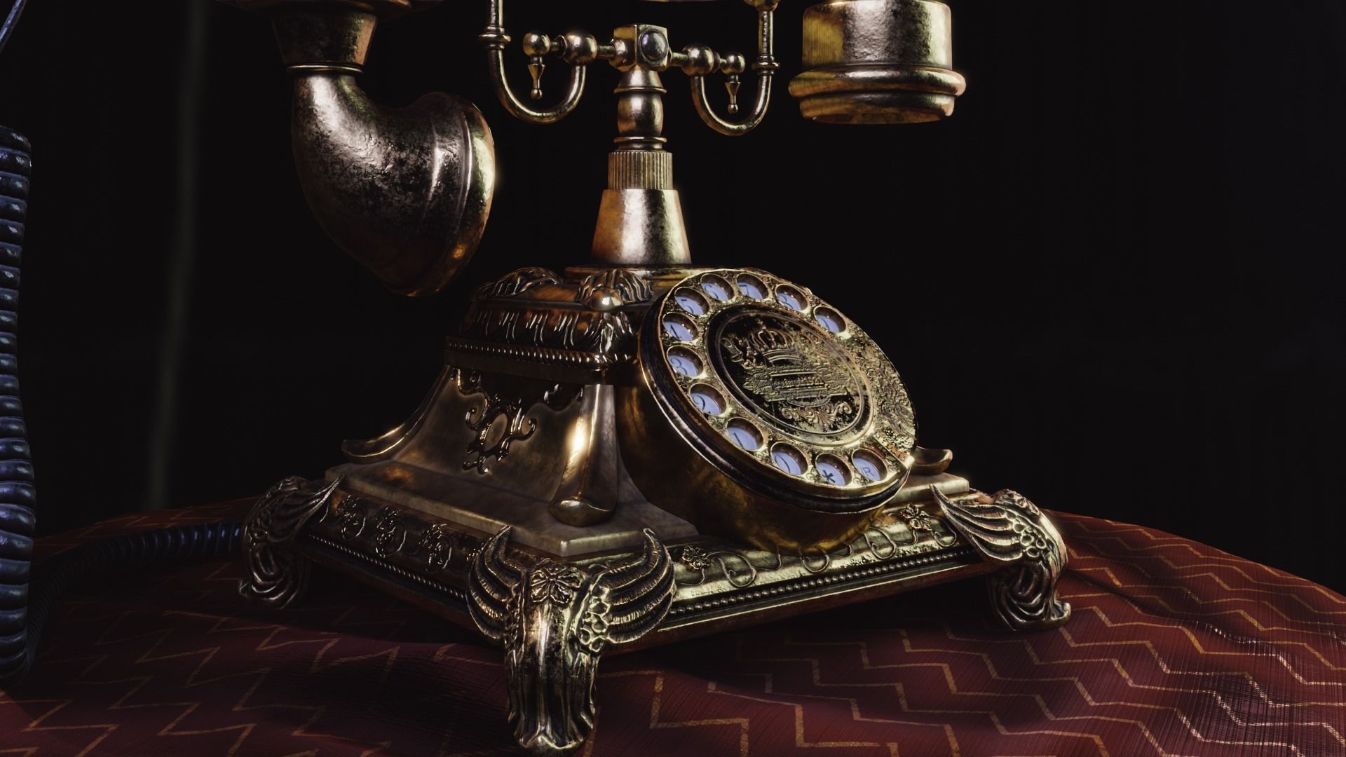 PBR 1921 Victorian Ornamented Vintage Telephone 3D model | CGTrader