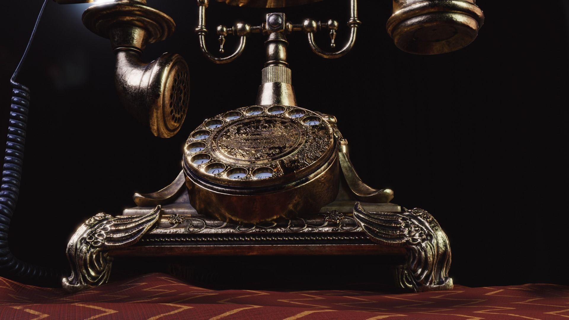 PBR 1921 Victorian Ornamented Vintage Telephone 3D model | CGTrader
