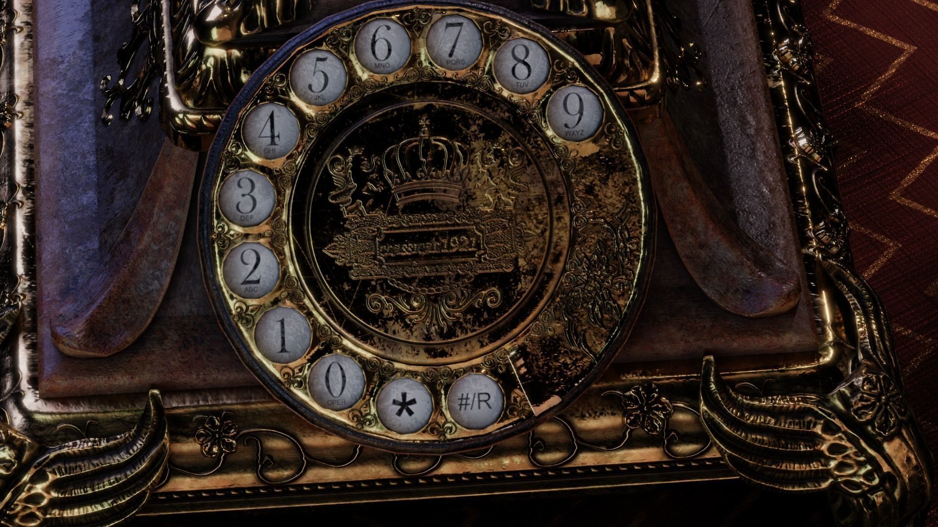 PBR 1921 Victorian Ornamented Vintage Telephone 3D model | CGTrader