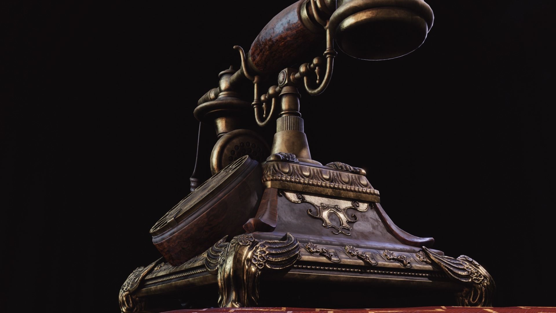 PBR 1921 Victorian Ornamented Vintage Telephone 3D model | CGTrader