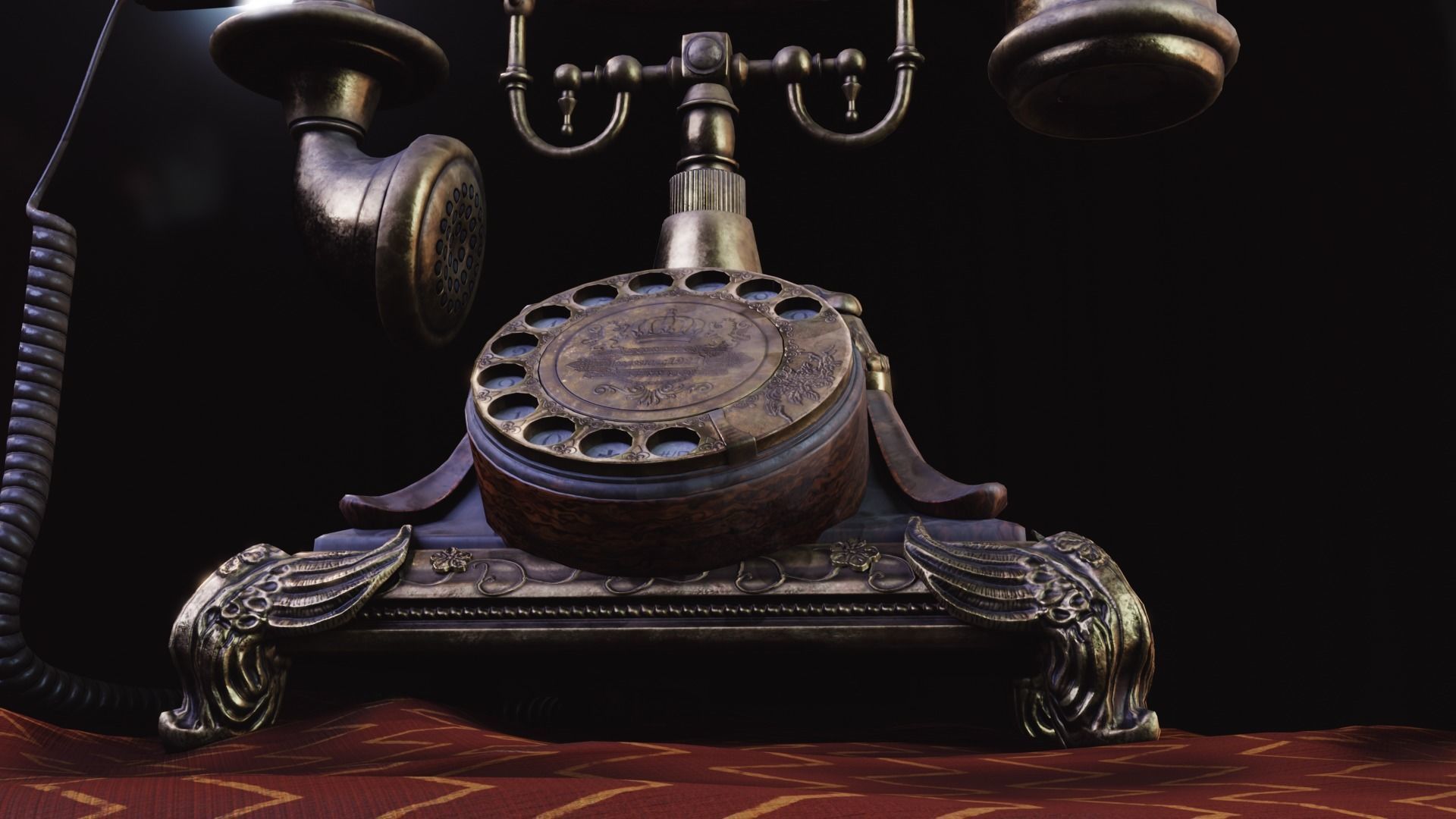PBR 1921 Victorian Ornamented Vintage Telephone 3D model | CGTrader
