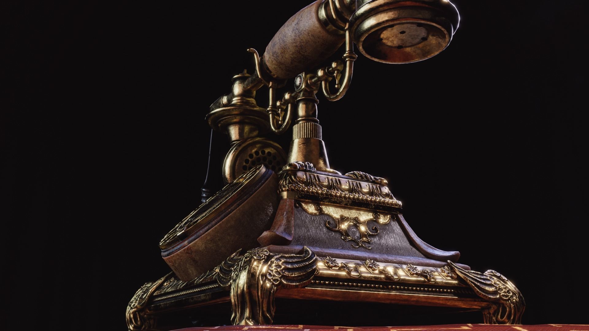 PBR 1921 Victorian Ornamented Vintage Telephone 3D model | CGTrader