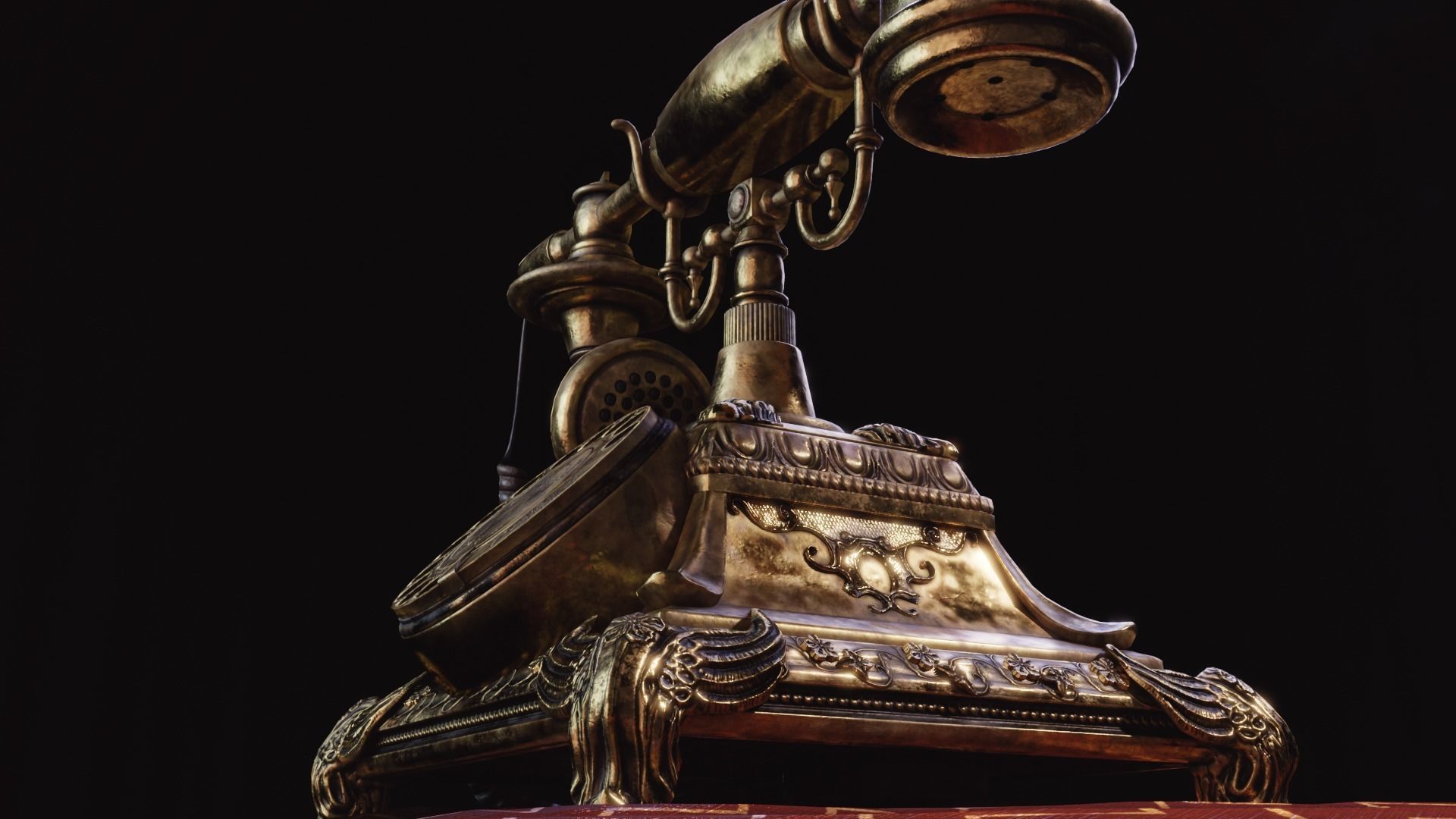 PBR 1921 Victorian Ornamented Vintage Telephone 3D model | CGTrader