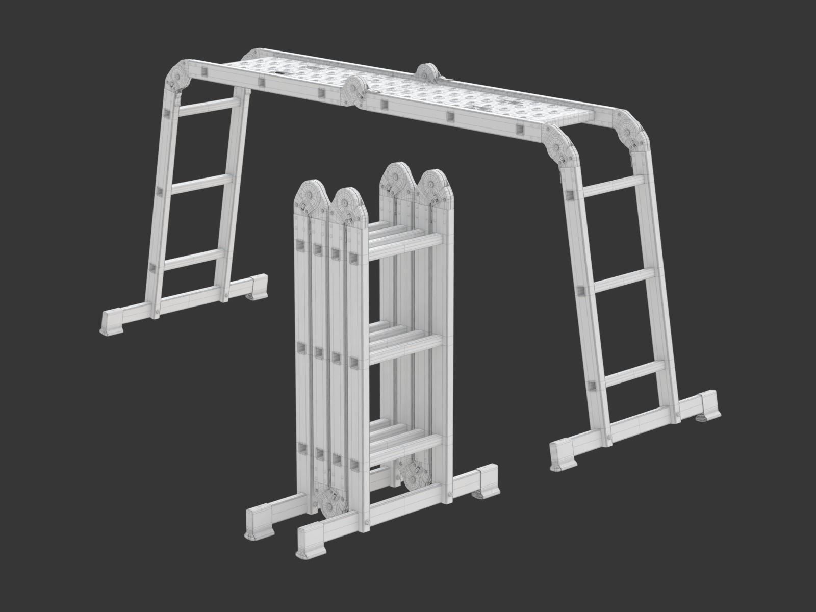 Multifunctional Aluminium Ladder 3D model rigged | CGTrader