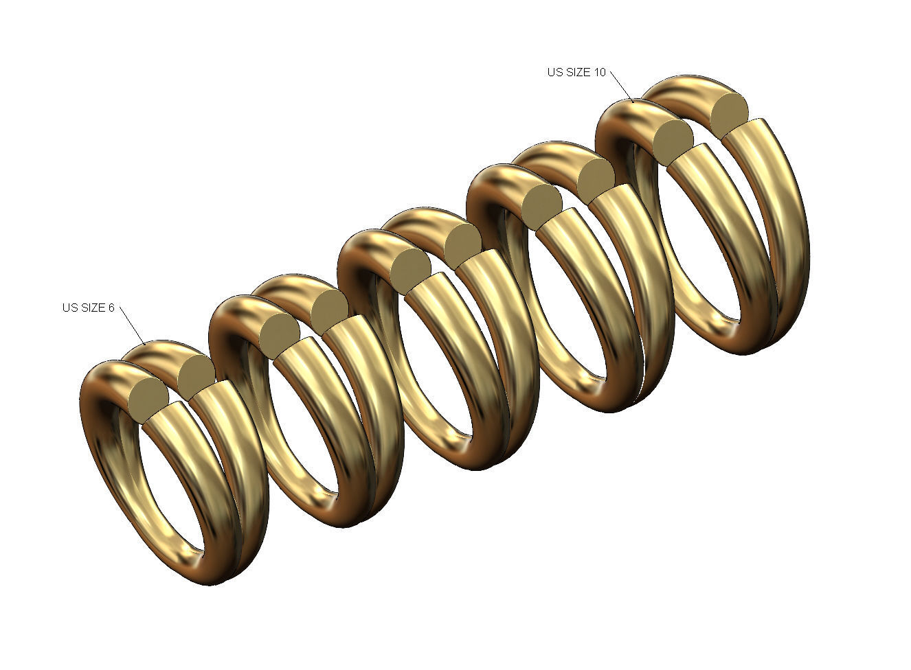 Double Solid twisted conical wire fashion band US size 6to10 3D model ...