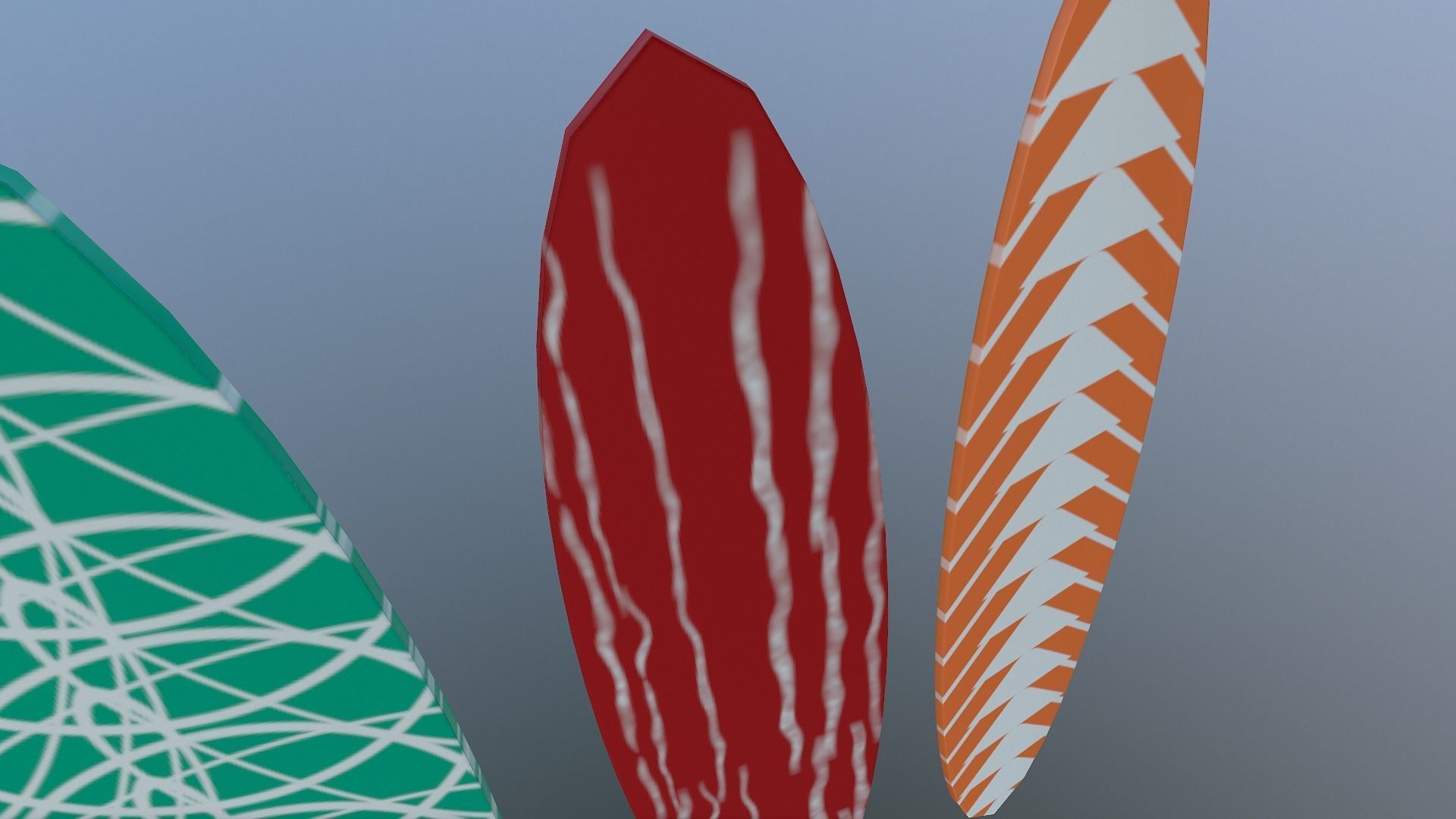 Low Poly Surfboards different colored free VR / AR / low-poly 3D model ...