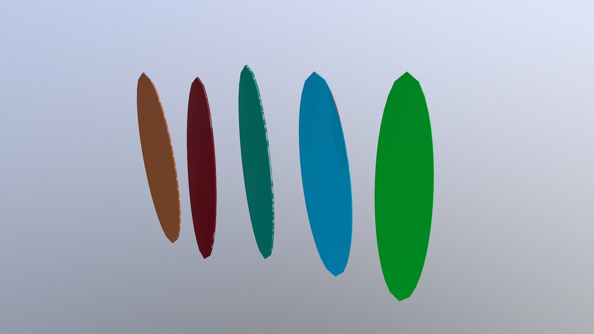 Low Poly Surfboards different colored free VR / AR / low-poly 3D model ...