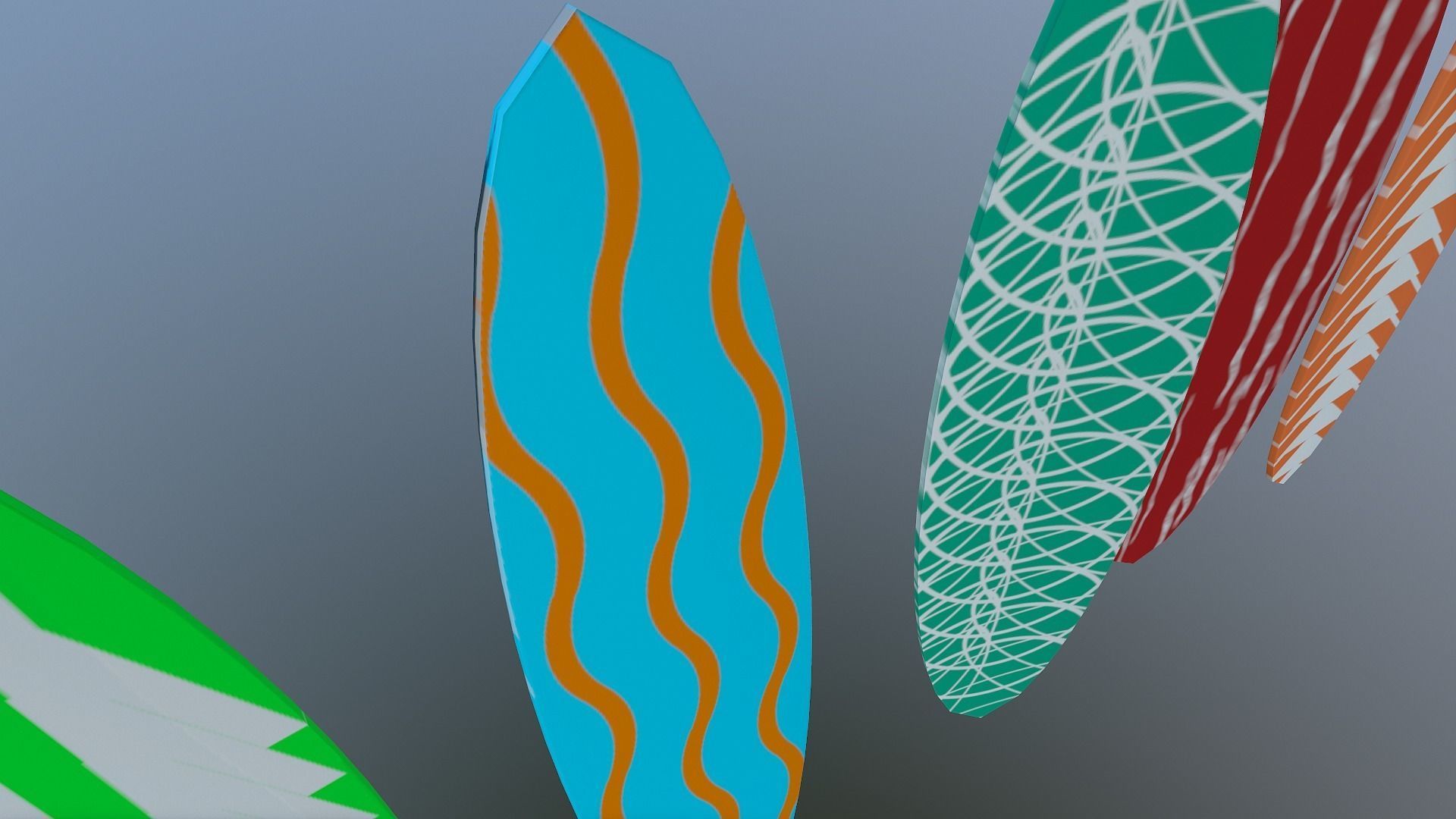 Low Poly Surfboards different colored free VR / AR / low-poly 3D model ...