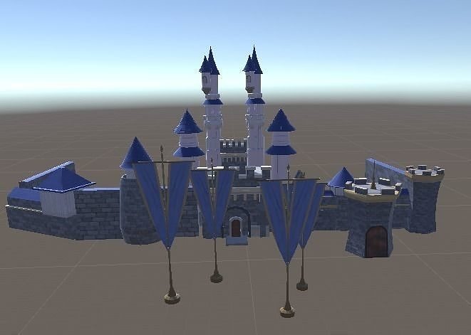 low poly kingdom model three banners 3D model | CGTrader