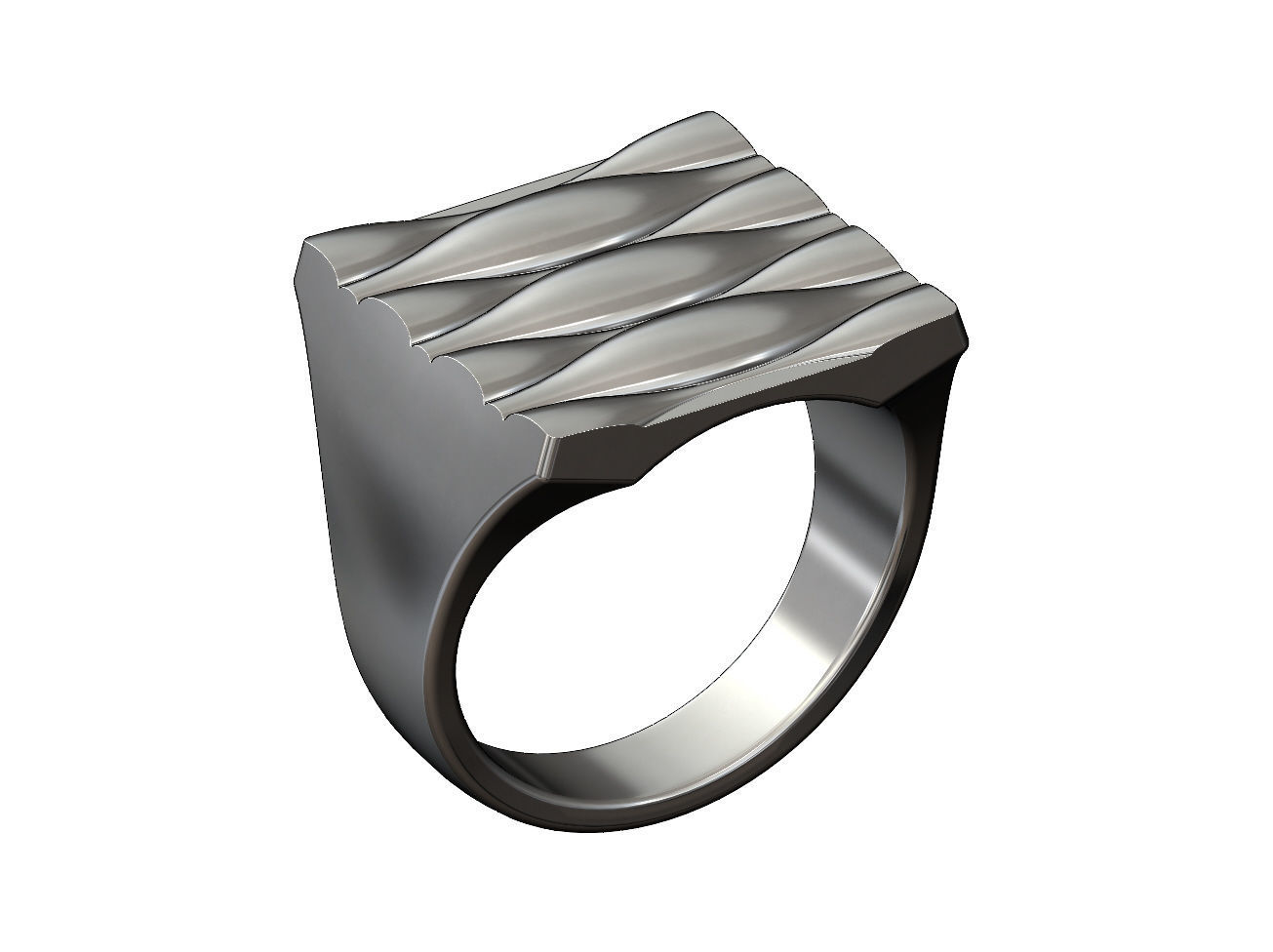 Chunky wave pattern square statemnt ring 3D model 3D printable | CGTrader