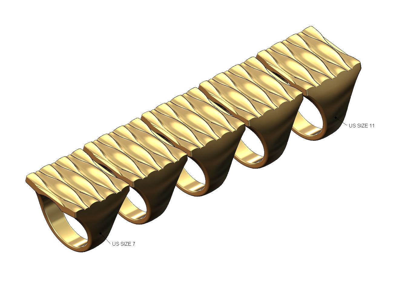 Chunky wave pattern square statemnt ring 3D model 3D printable | CGTrader