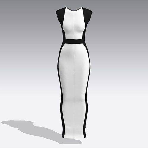 COLOR BLOCK DRESS 3D model | CGTrader