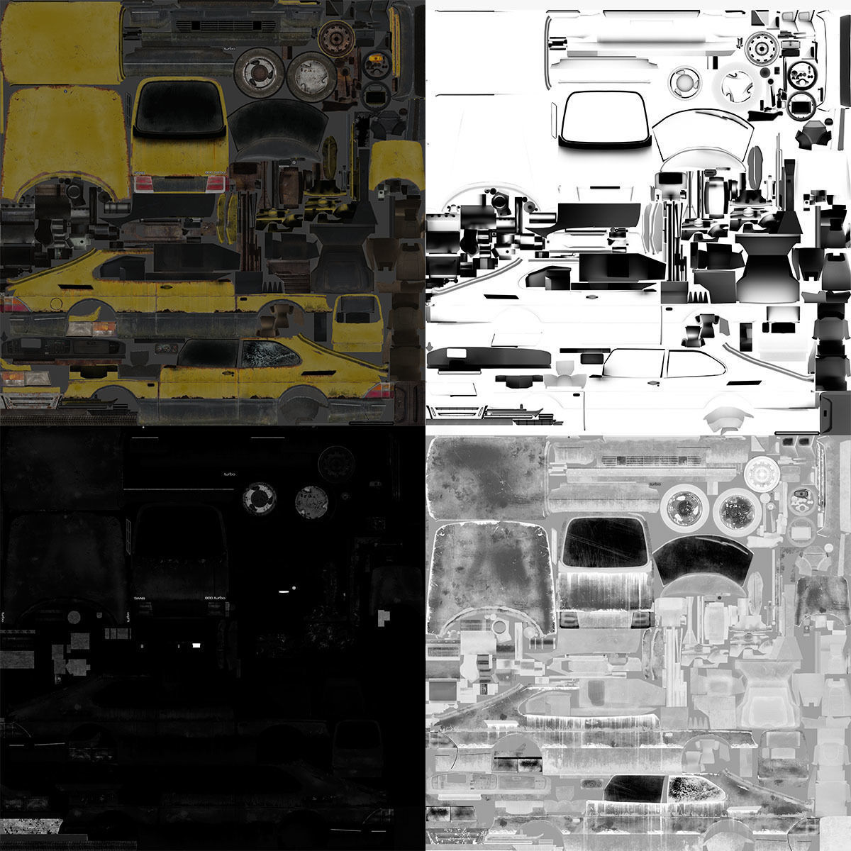 3D model Saab 900 Turbo Rusty VR / AR / low-poly | CGTrader