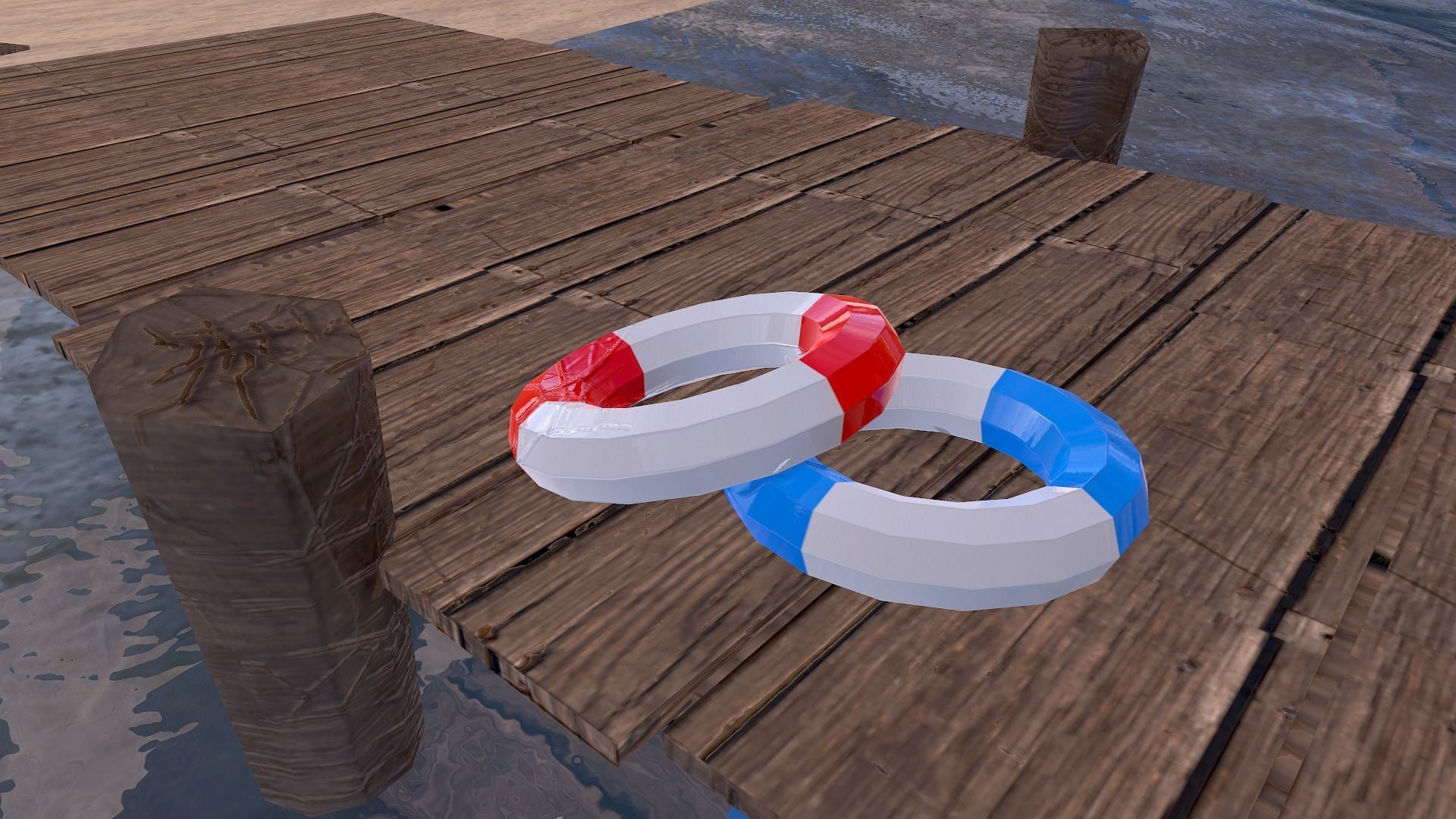 Low Poly Port person on platform in sand free VR / AR / low-poly 3D ...