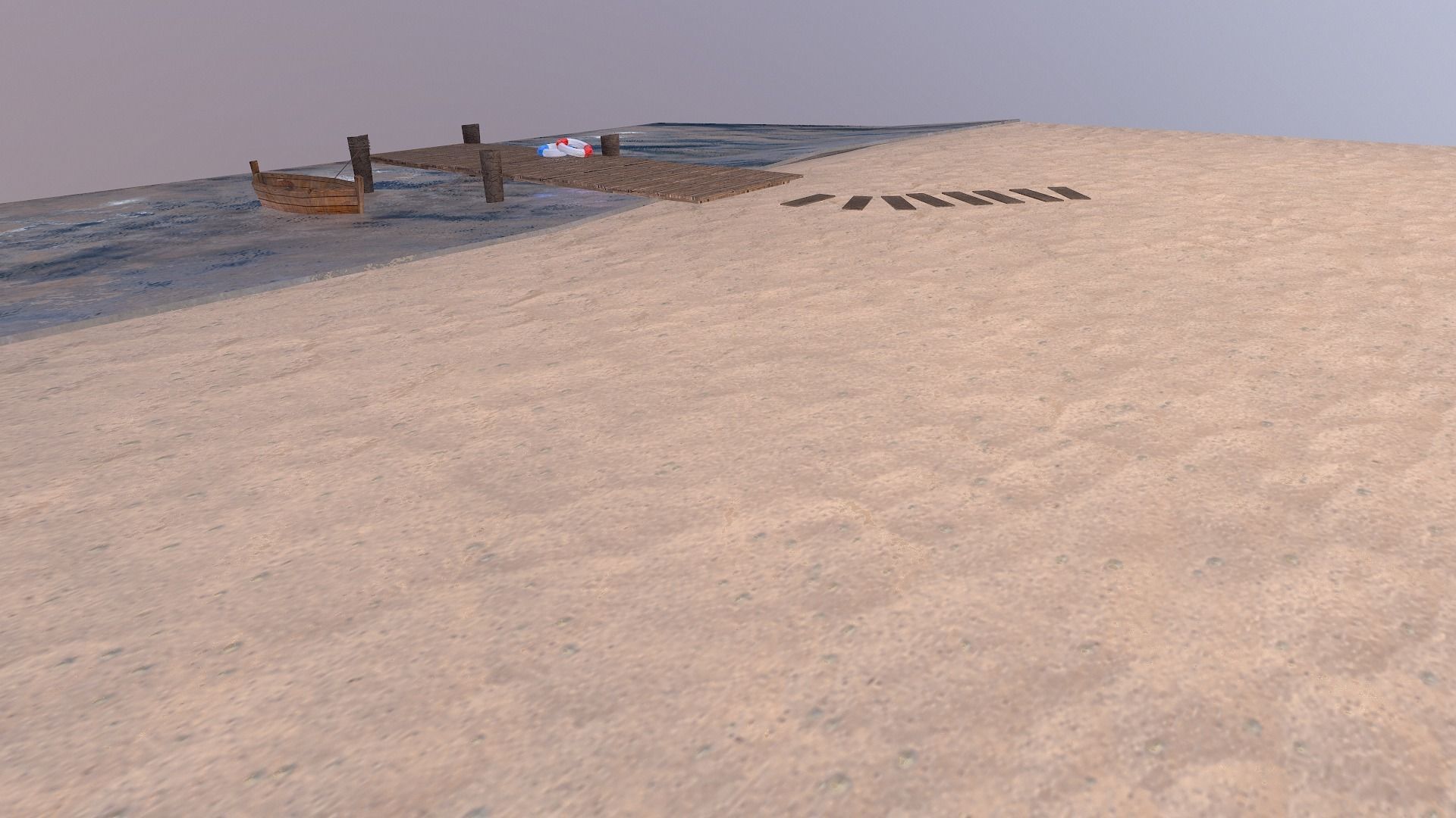 Low Poly Port person on platform in sand free VR / AR / low-poly 3D ...