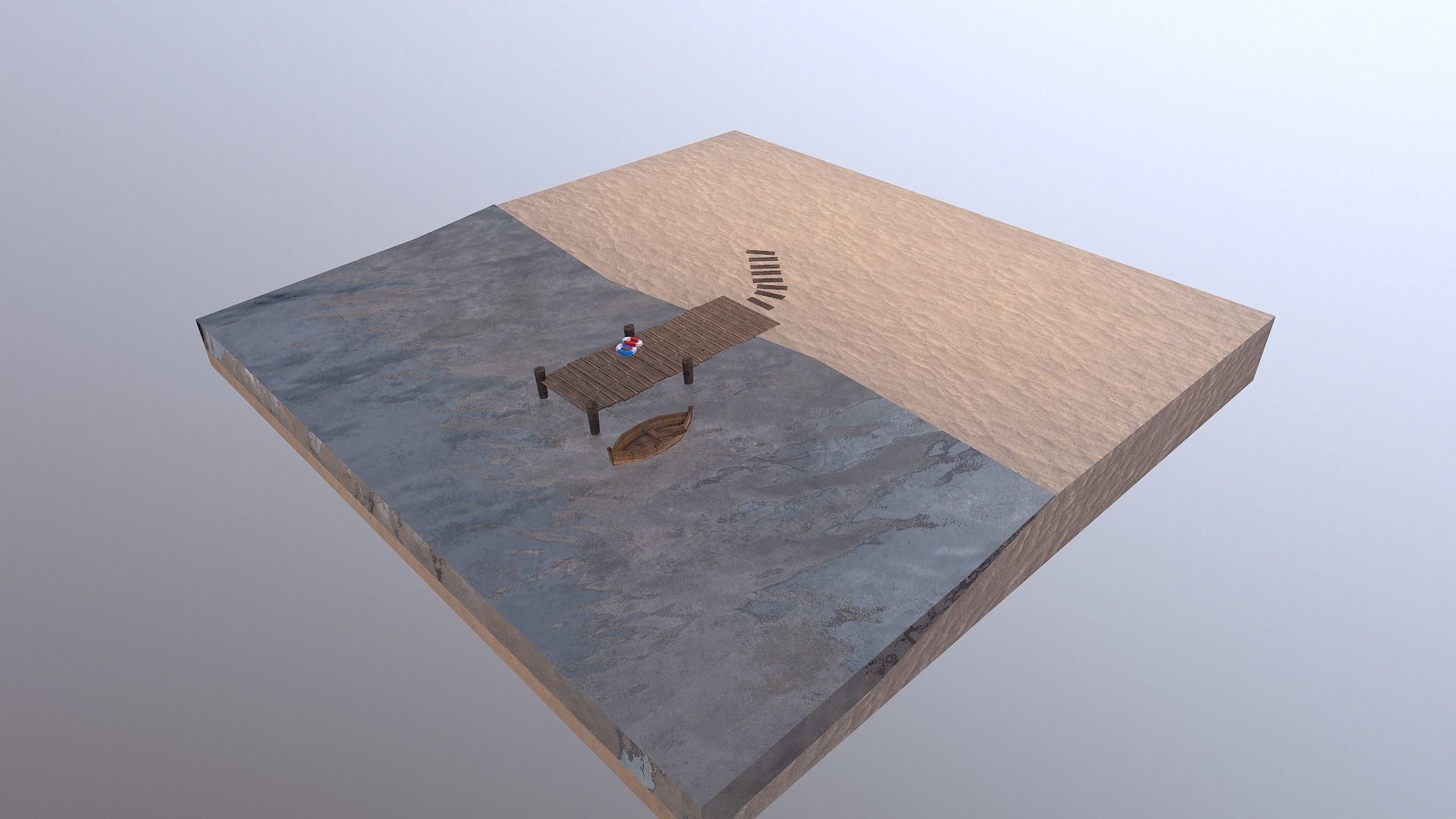 Low Poly Port person on platform in sand free VR / AR / low-poly 3D ...