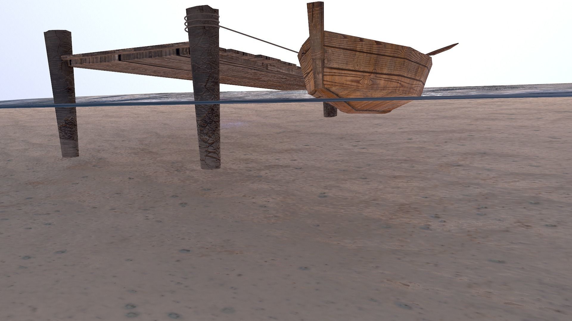 Low Poly Port person on platform in sand free VR / AR / low-poly 3D ...