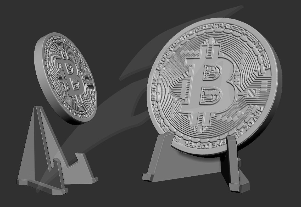Bitcoin Desktop Sign Size 3D model 3D printable | CGTrader