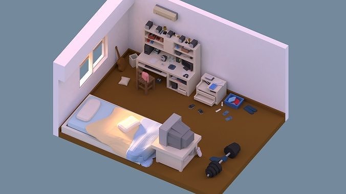 Low poly simple bedroom free VR / AR / low-poly 3D model | CGTrader