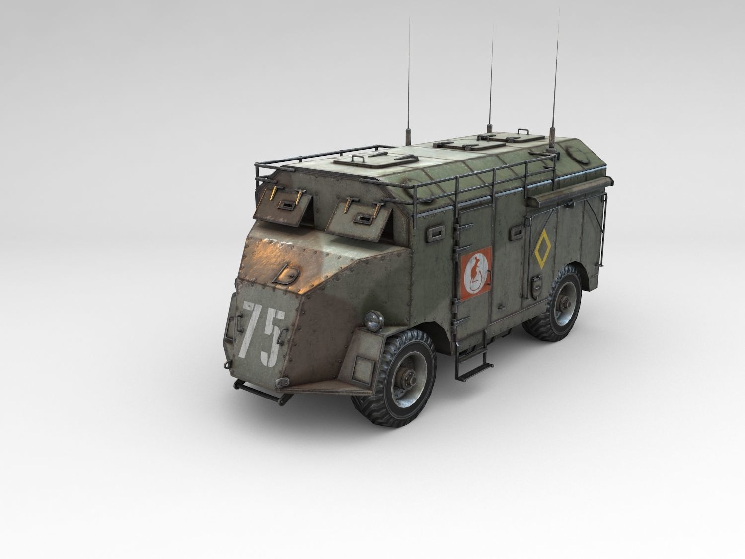 3D model Low Poly AEC Dorchester Armoured Command Vehicle VR / AR / low ...