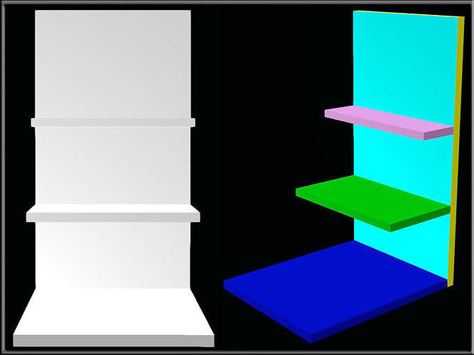 3D model Display 2 shelf shelves VR / AR / low-poly | CGTrader