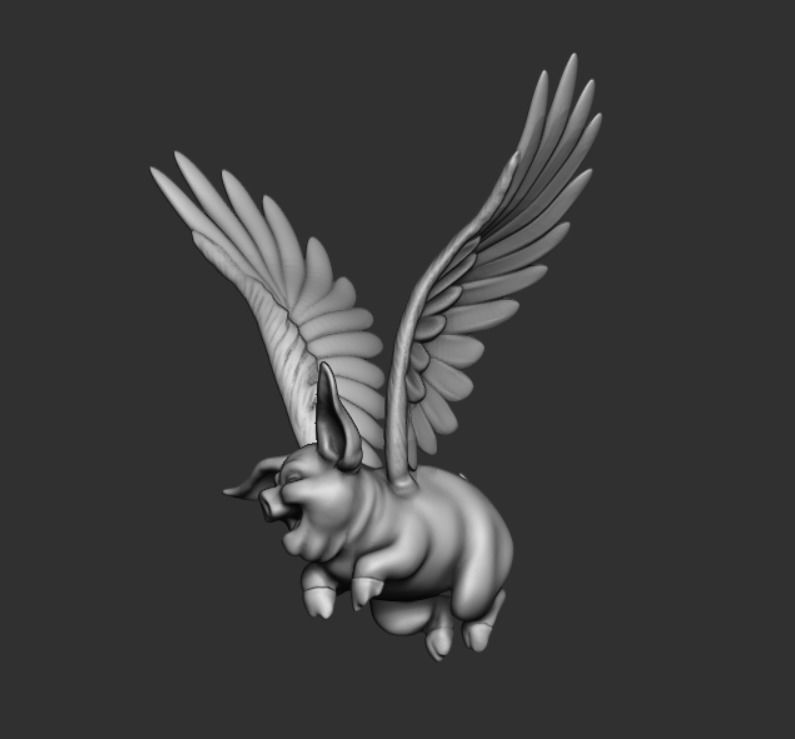 winged pig 3D model 3D printable | CGTrader