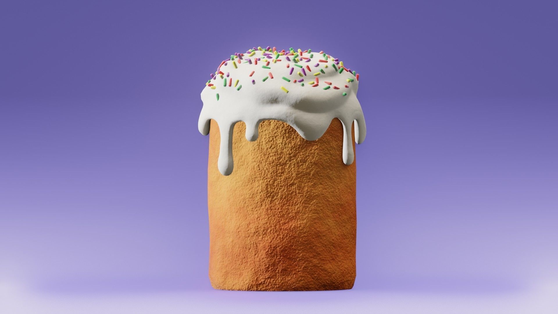 Baked Easter cake with thick cream and sprinkles free 3D model | CGTrader