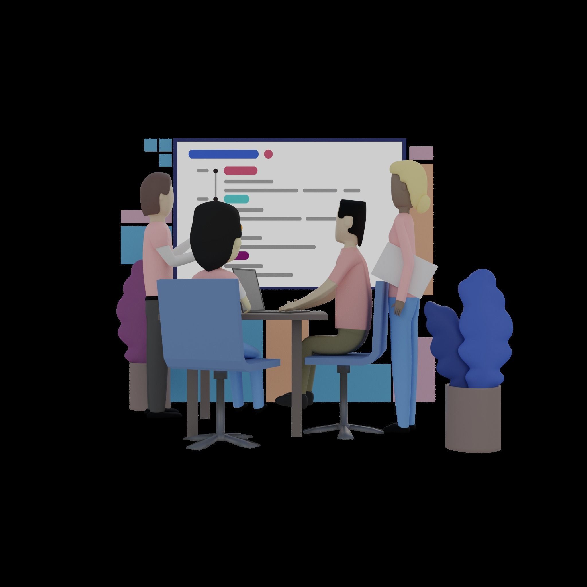 Presentation people at table 3D model | CGTrader