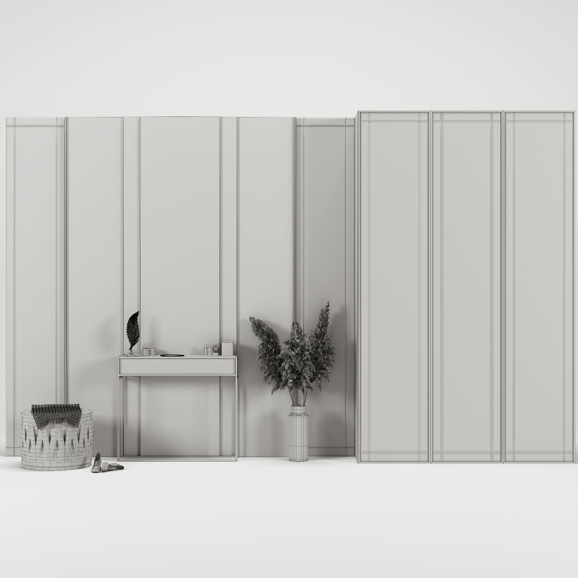 hallway room with walls and furniture 3D model | CGTrader