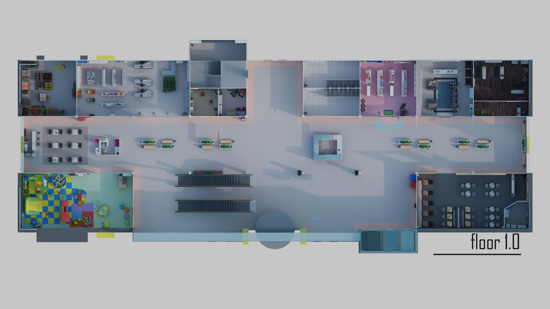 3D model low poly shop center 1 VR / AR / low-poly | CGTrader