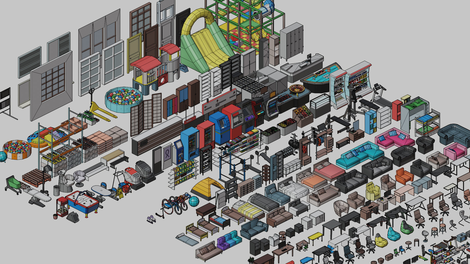 3D model low poly shop center 1 VR / AR / low-poly | CGTrader