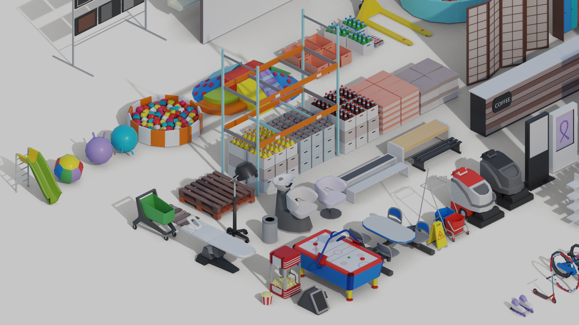 3D model low poly shop center 1 VR / AR / low-poly | CGTrader