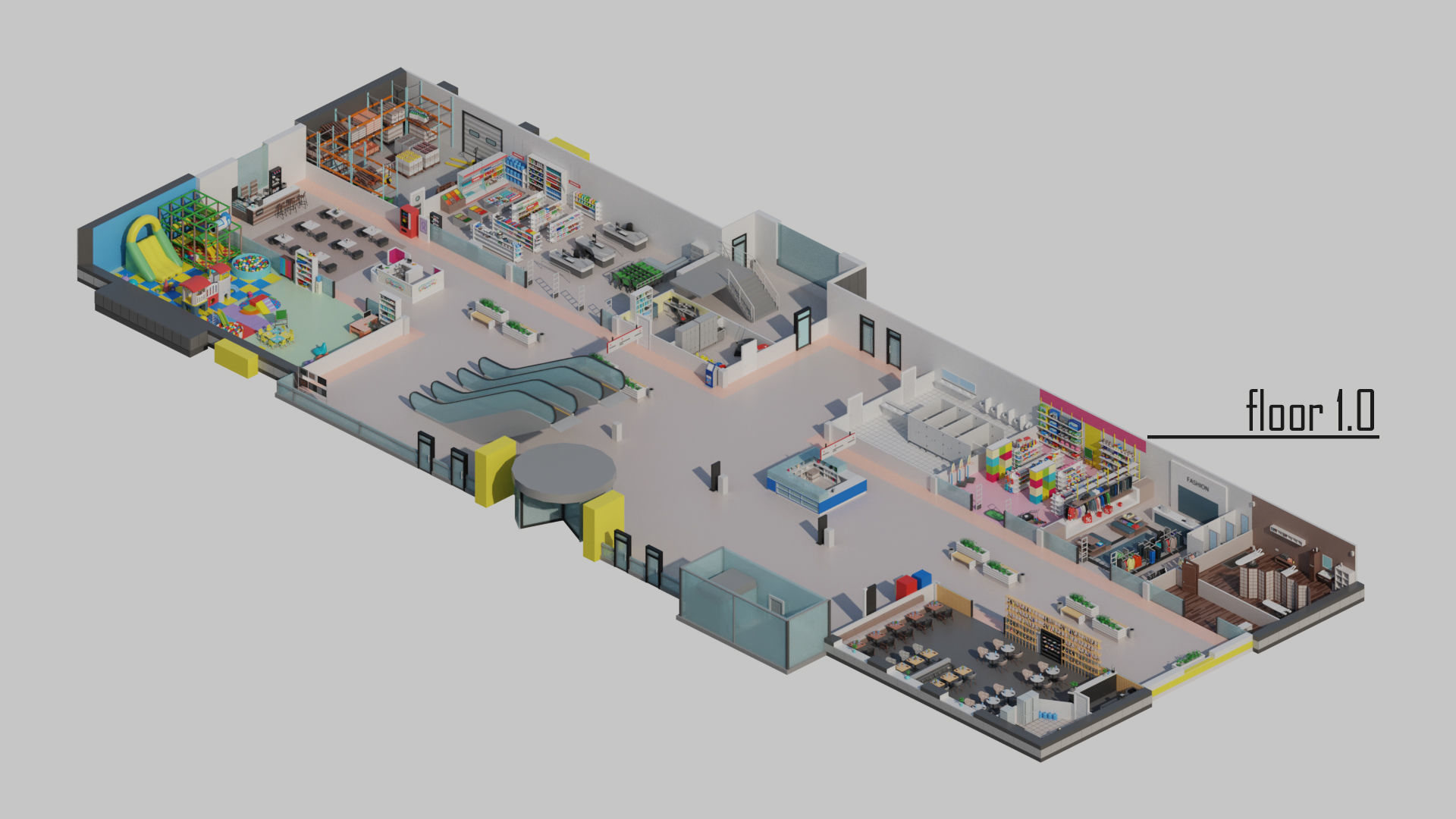 3D model low poly shop center 1 VR / AR / low-poly | CGTrader