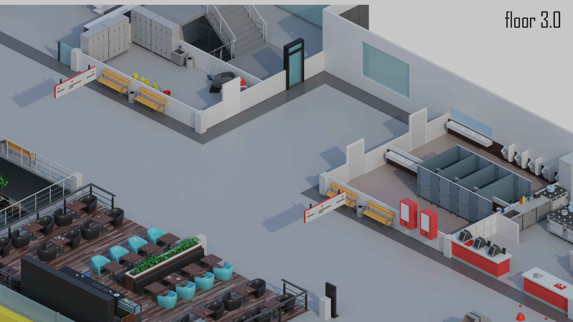 3D model low poly shop center 1 VR / AR / low-poly | CGTrader