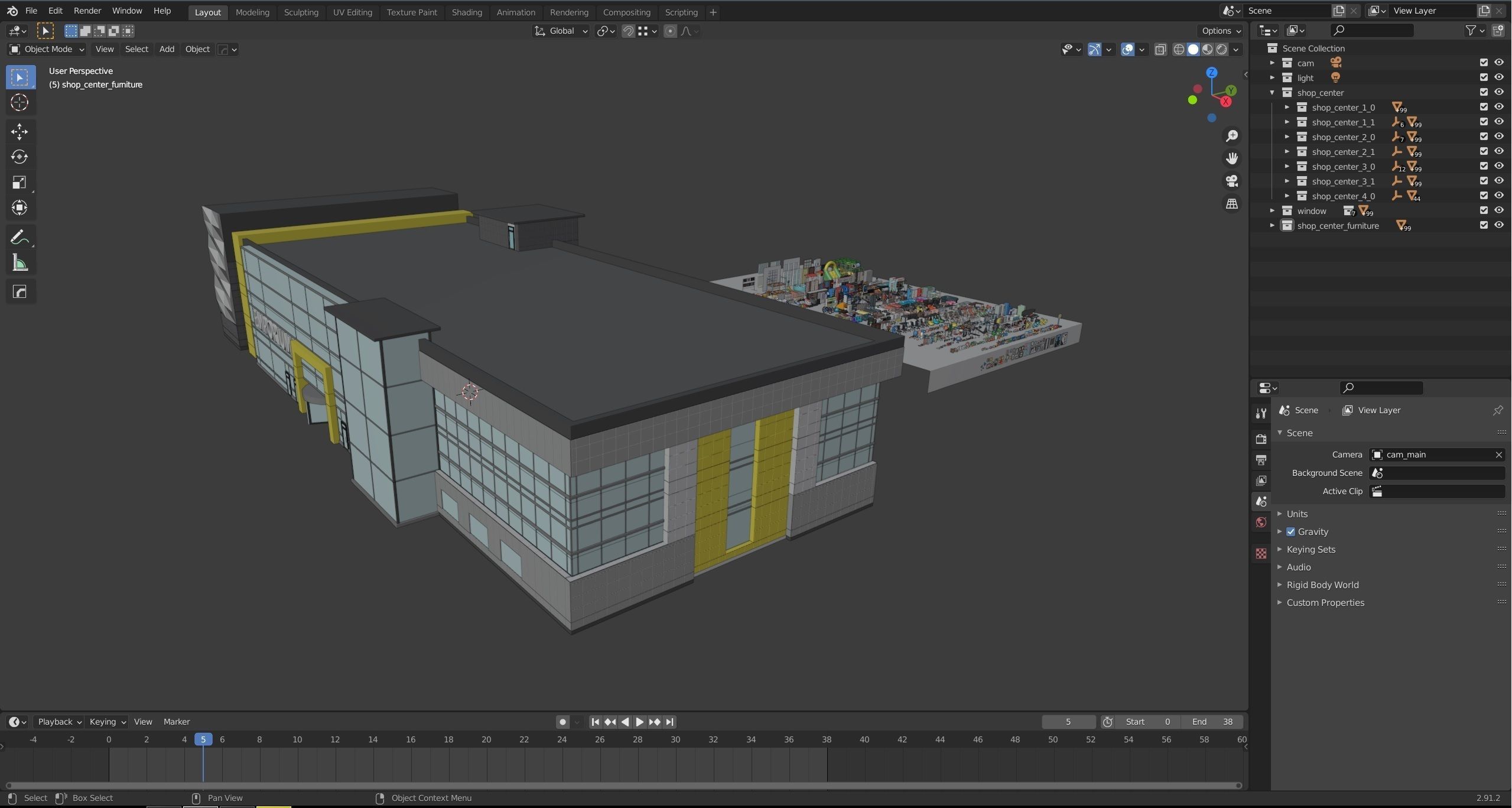 3D model low poly shop center 1 VR / AR / low-poly | CGTrader