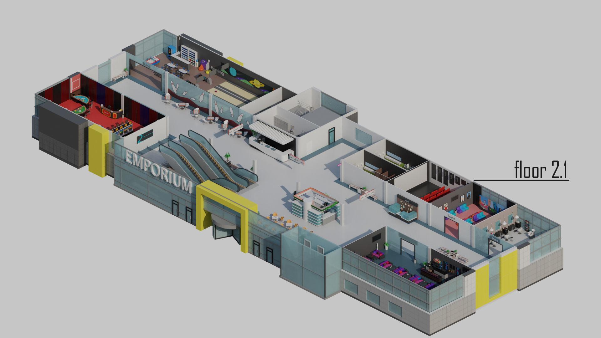 3D model low poly shop center 1 VR / AR / low-poly | CGTrader