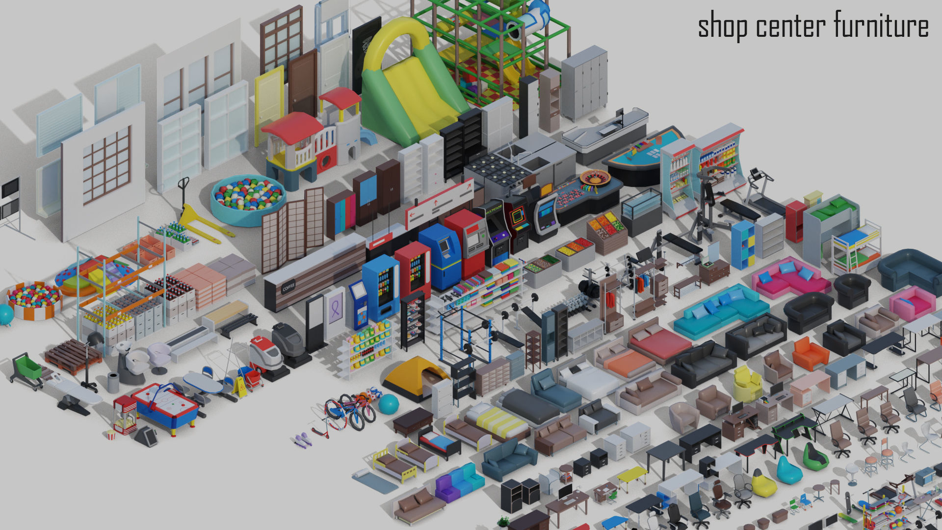 3D model low poly shop center 1 VR / AR / low-poly | CGTrader