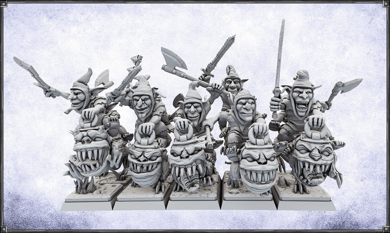 Goblin Squig Riders -UNIT- 28mm Miniatures 3D model 3D printable | CGTrader