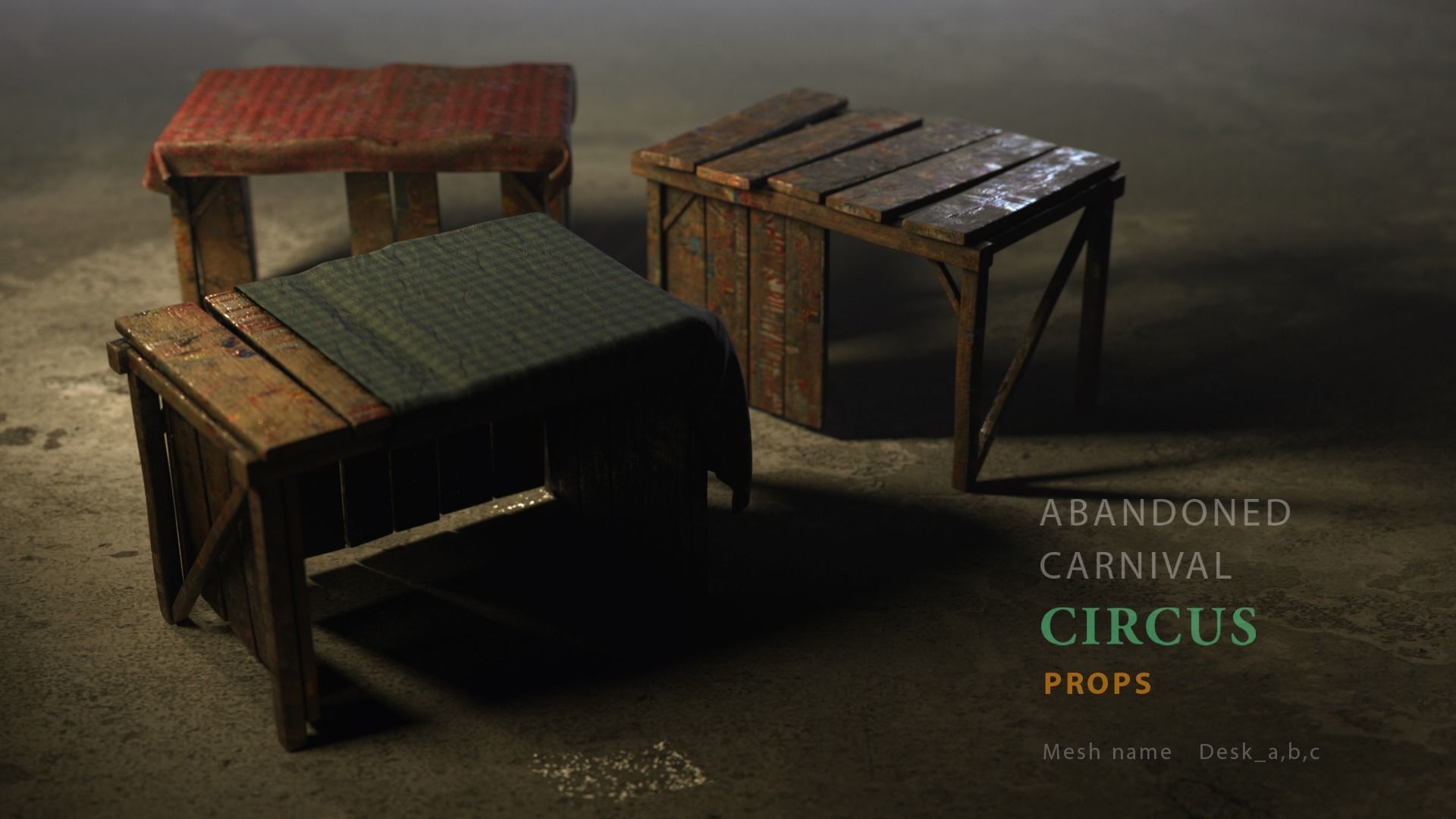 3D model Abandoned carnival circus asset props VR / AR / low-poly ...