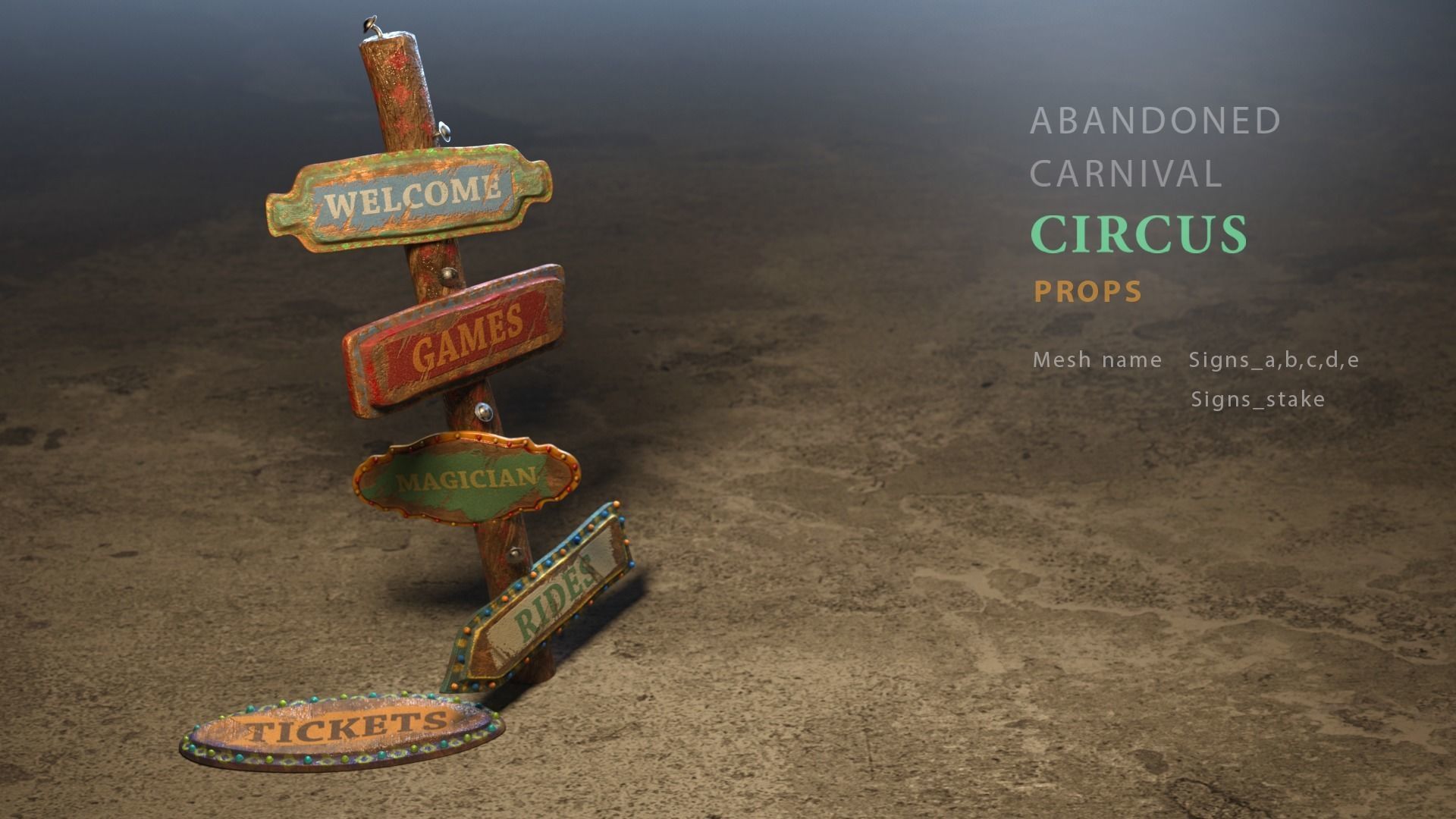 3D model Abandoned carnival circus asset props VR / AR / low-poly ...