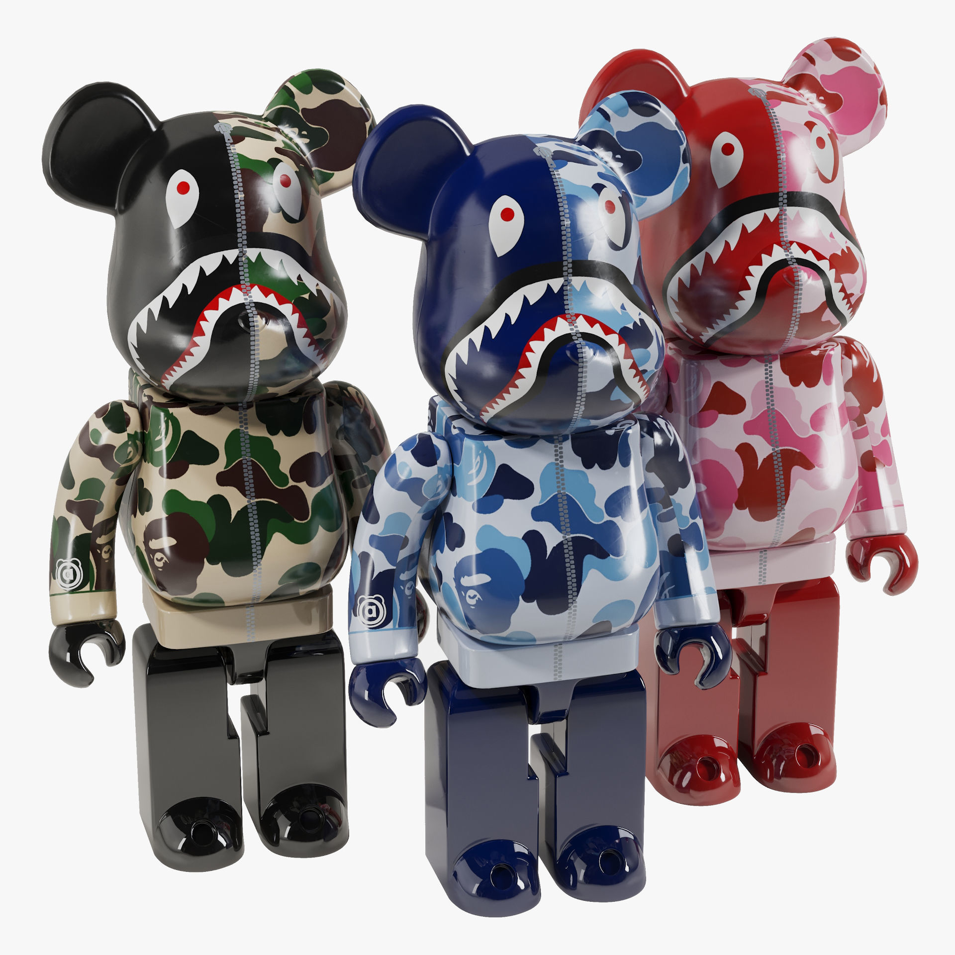 3D model Bearbrick Bape ABC Camo Shark VR / AR / low-poly | CGTrader